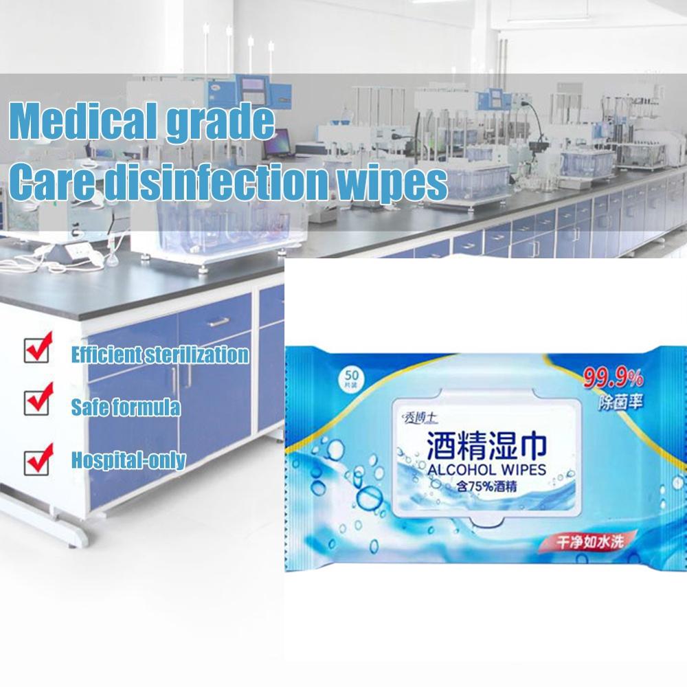 Buy 50pcs 75% Alcohol Disinfectant Wipes Disposable Hand Wipe ...