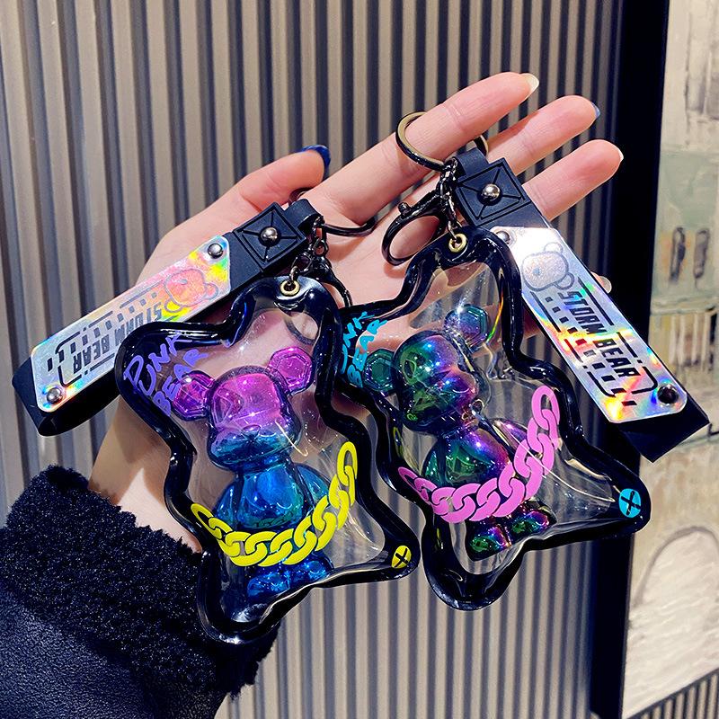 Buy Creative Bear Acrylic Keychain Trend Exquisite Car Key Pendant Cute ...