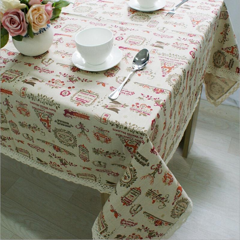 Buy Practical Tool New Christmas Themed Linen Tablecloth with Lace ...