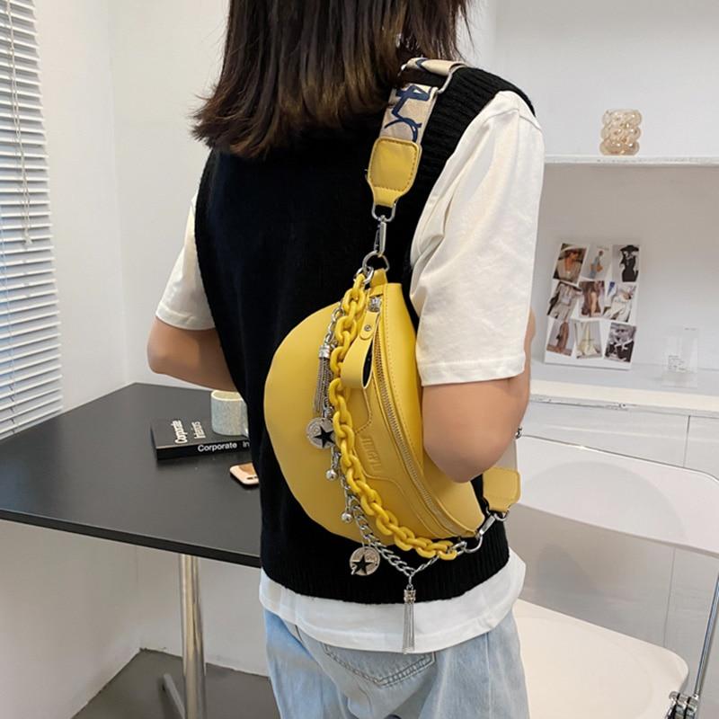 Cheap Solid Color Chain Small Fanny Packs For Women 'S Luxury Waist Bag ...