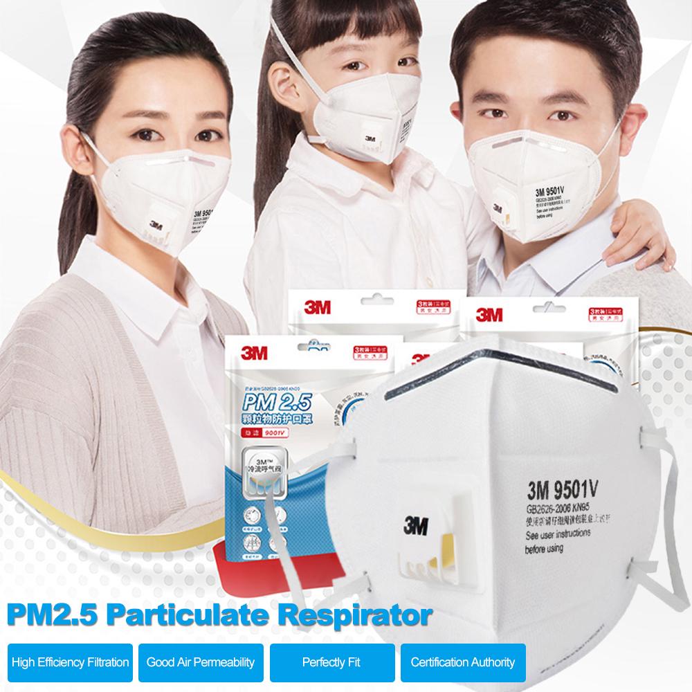 3M 9501v Particulate Respirator KN95 Masks with Breathing Valve Aganist ...