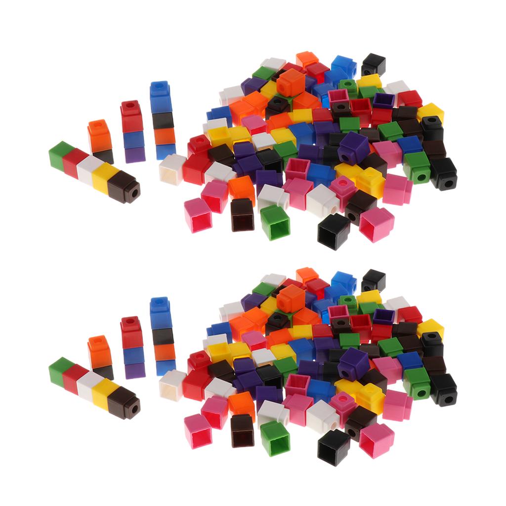 Buy 200pcs Learning Resources Interlocking Math Link Cubes Snap Blocks ...