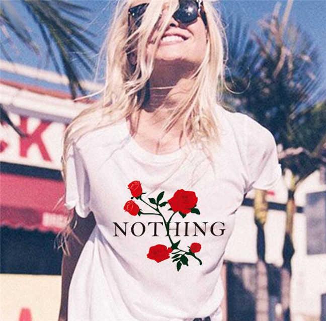Female Nothing Rose Printed T-shirts Summer Short Sleeve Tee Tops uygun ...