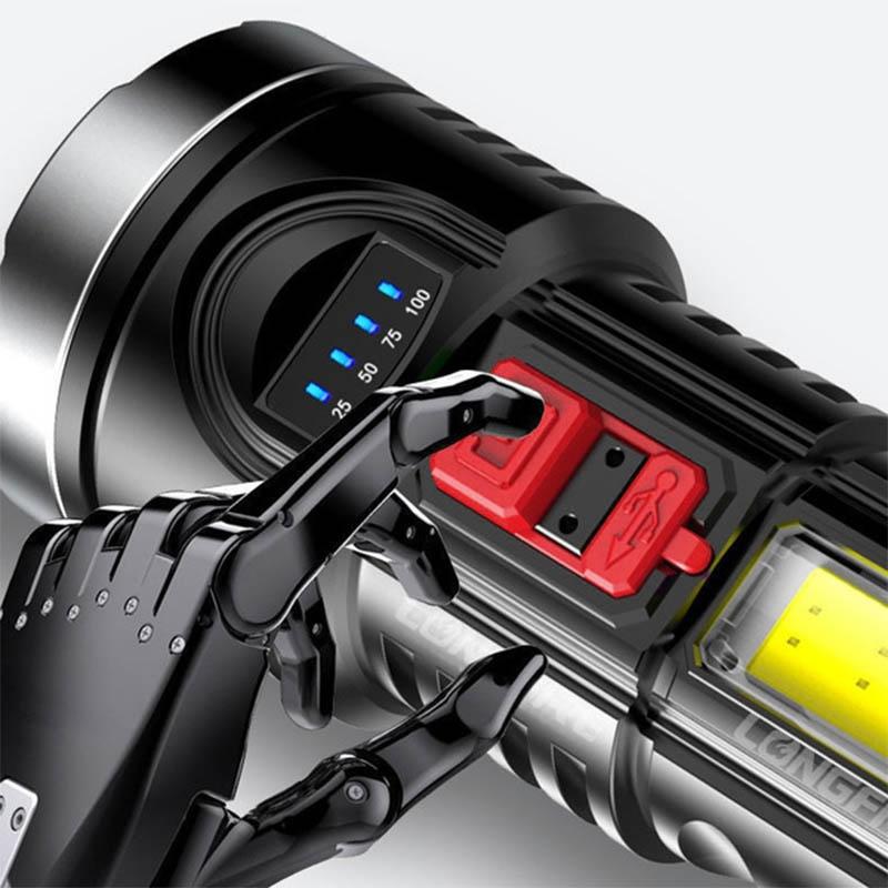 Buy LED Flashlight 6 LED Wick Super Bright Light USB Recharge COB Side ...