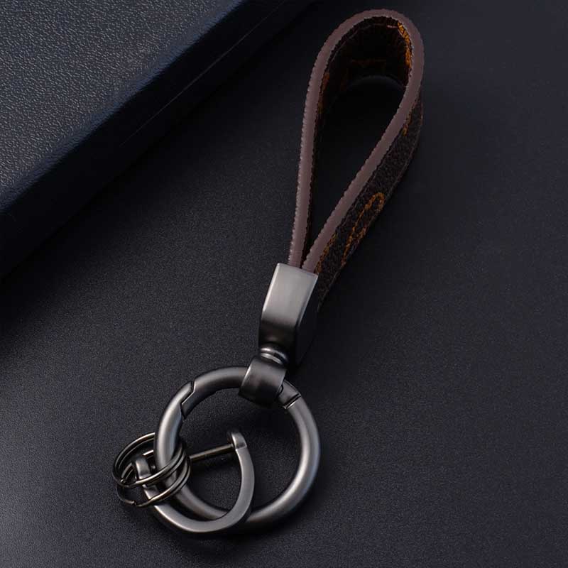 Buy Car Metal Keychains Spring Ring Old Pattern PU Leather Key Chain ...