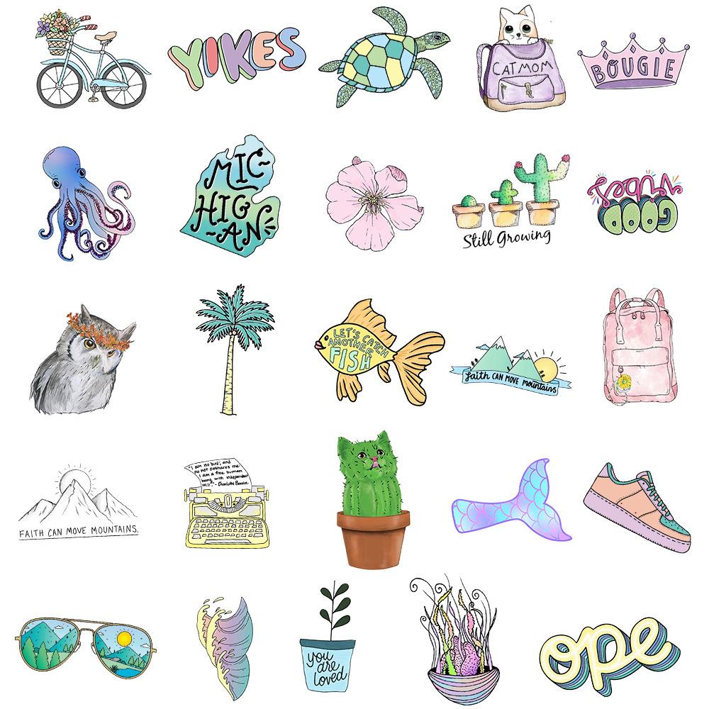 50 Happy Vsco Graffiti Stickers Luggage Refrigerator Mobile Phone Water ...