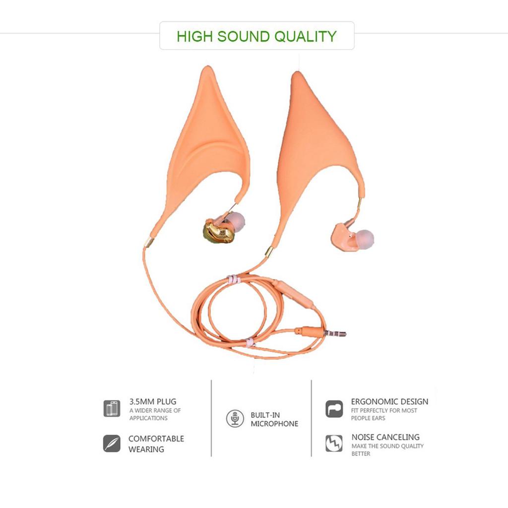 Buy Cute Elf Shape Earphone Noise Reduction In-ears Universal Wired Ear ...