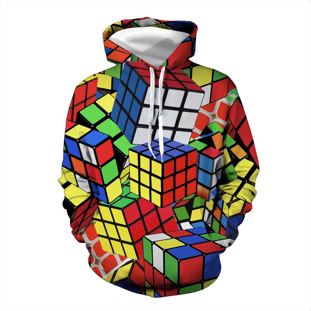 Buy Fashion Unisex 3D Print Hoodie Rubik's Cube Pullover Hooded ...