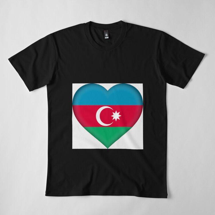 Men Premium Cotton Harajuku T-Shirt I Love Azerbaijan Flag Print Tees ...