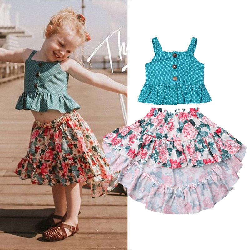 Buy Princess Baby Girls Kids Clothes Vest Top + Long Skirt Set Floral ...