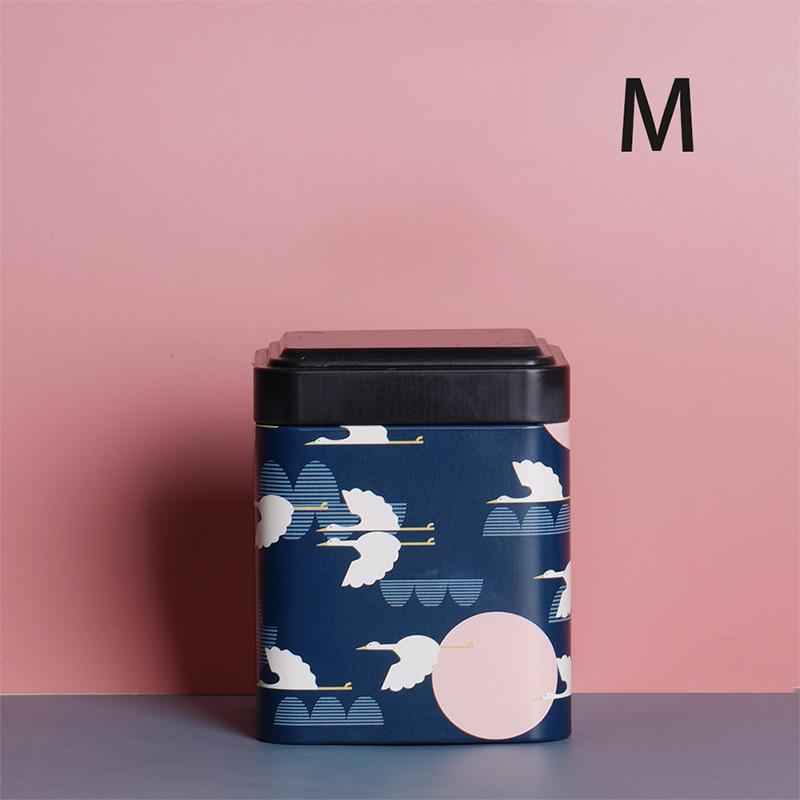 Tea Sealed Box Kitchen Storage Tin Square Can Candy Iron Canister ...