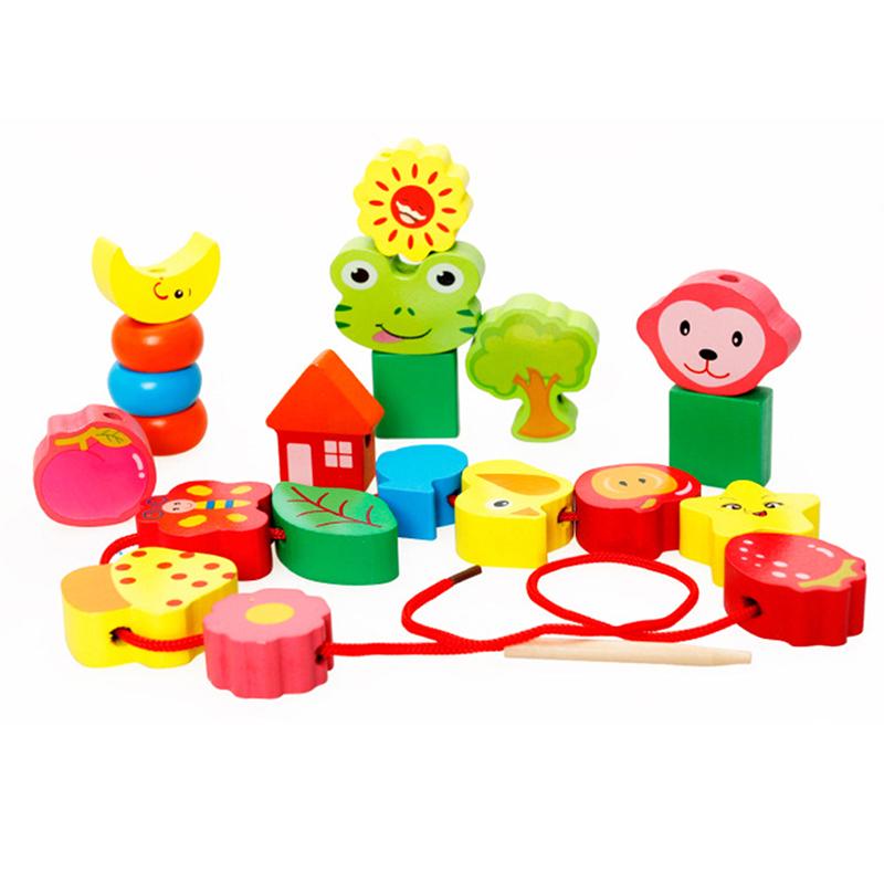 Buy 1 Set Baby Wooden Toy String Line Beads City Alphabetic Garden ...