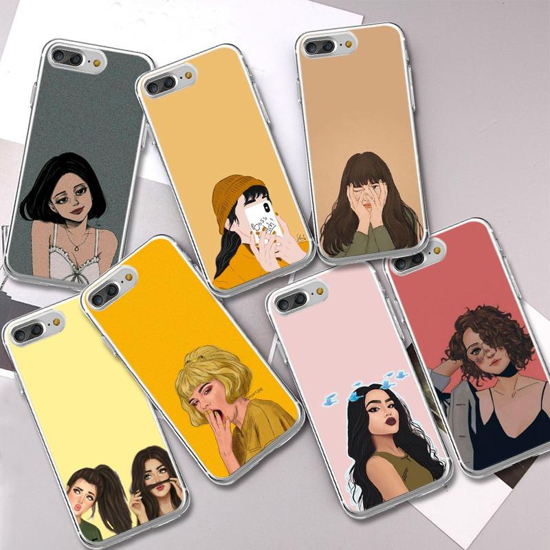 Buy Fashion Cool Girl Painted Pattern Phone Case for iPhone 6 6s 7 8 ...