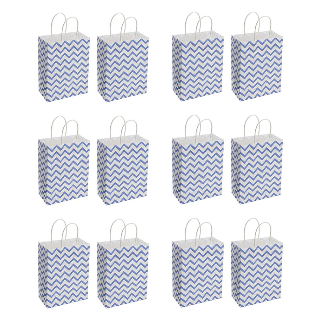 Buy 12x Vintage Wave Paper Shopping Bags with Rope Handdles Roya Blue ...