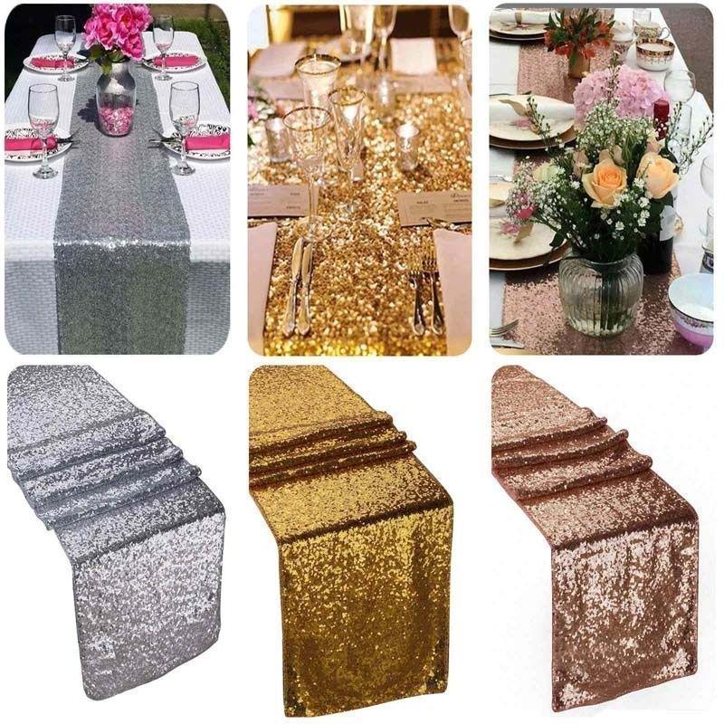 12"*108" Sequin Glitter Table Runner Cloth Wedding Party Decor Home ...