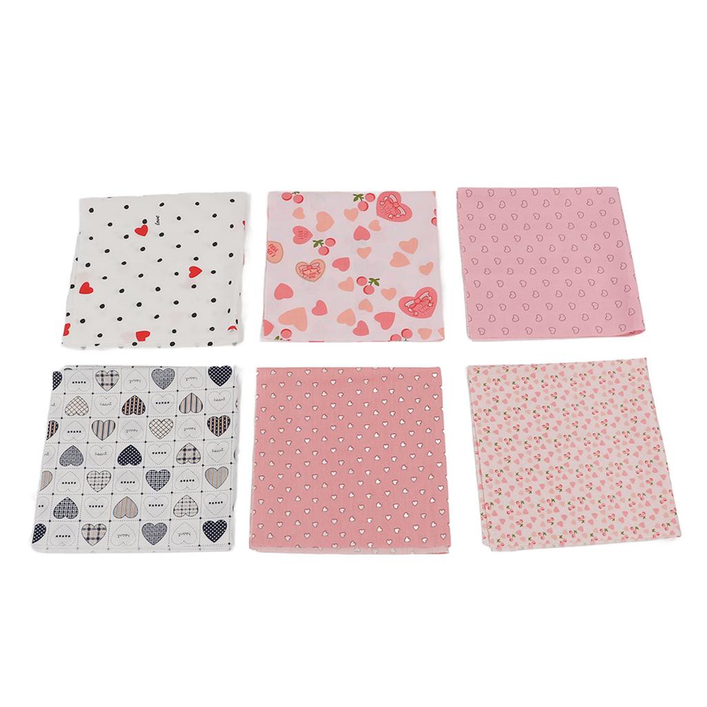Buy 6pcs Cute Fabric Cotton Material Pink Style Printing Pattern DIY ...