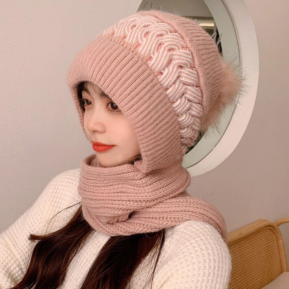 Buy New Women Winter Hat Keep Neck Warm Cap Add Fur Lined Warm Set ...