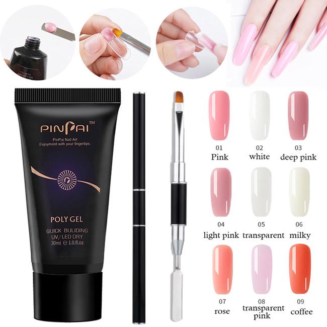 Buy Clear White Nail Polygel Acryl Gel UV LED Builder Acrylic Gel for ...