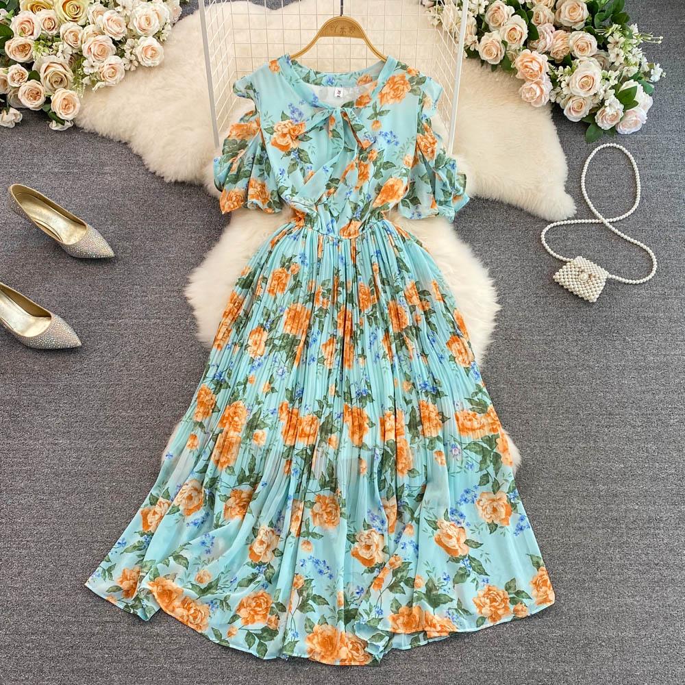 Cheap RUGOD Summer Gentle Wind Round Neck Off Shoulder Bubble Short ...