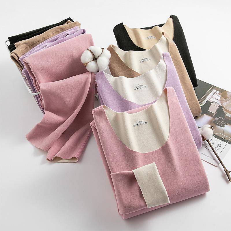 Buy Ladies Non-marking Underwear Velvet Sanding Female Thermal Clothing ...