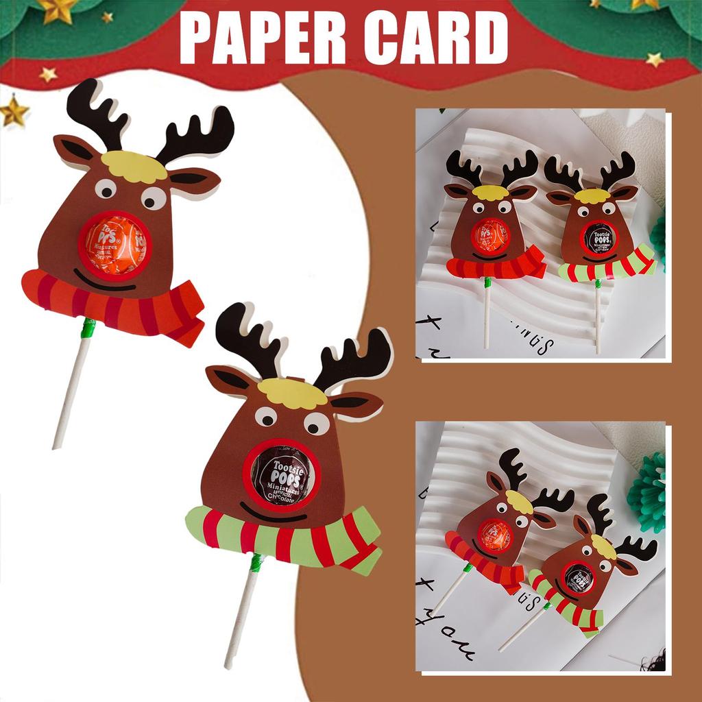 💰Kaufe 25pcs/Set Cute Xmas Elk Lollipop Paper Holder DIY Christmas ...
