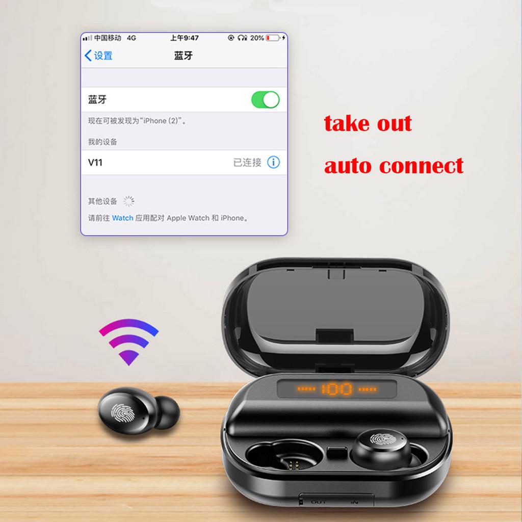Buy 2400mAh TWS Wireless Bluetooth 5.0 HIFI Earbuds Headphone Sport ...