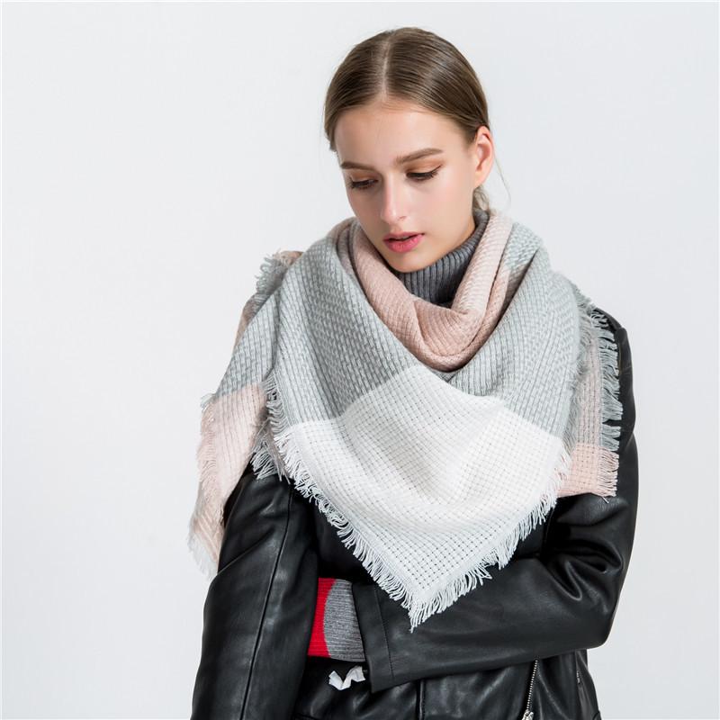 Buy Imitation Cashmere Color-blocking Scarf Retro Thick Warm Square ...