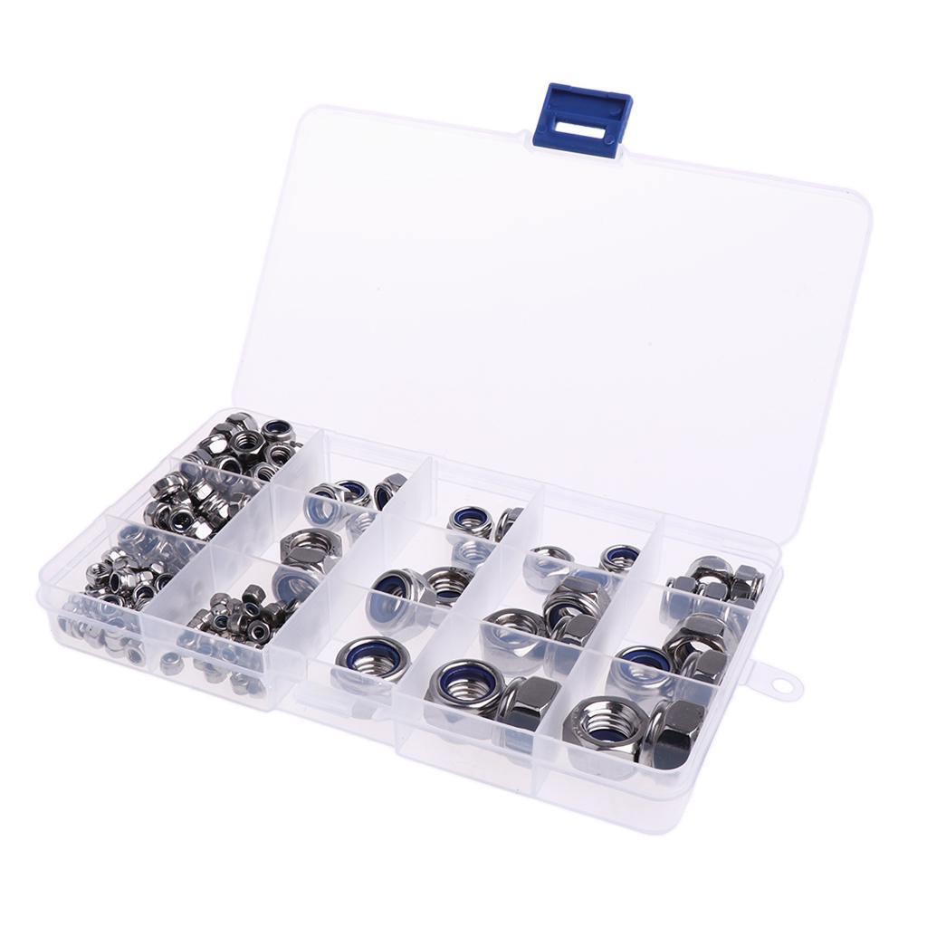 Metric Stainless Steel Nylon Lock Nuts Assortment Kit M3 M4 M5 M6 M8 ...