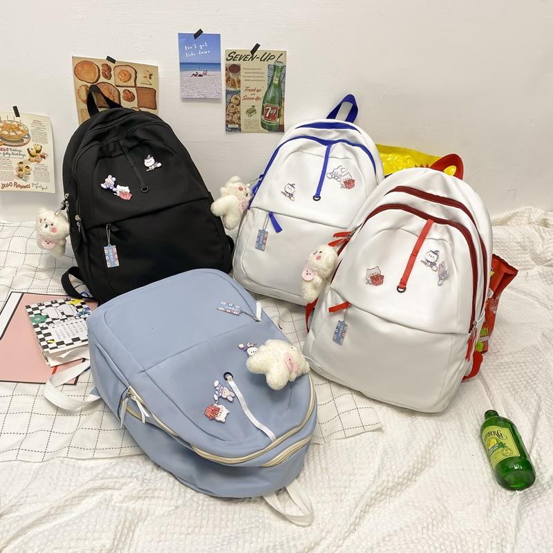 Buy Student Solid Color Girl Backpack High School Student Schoolbag ...