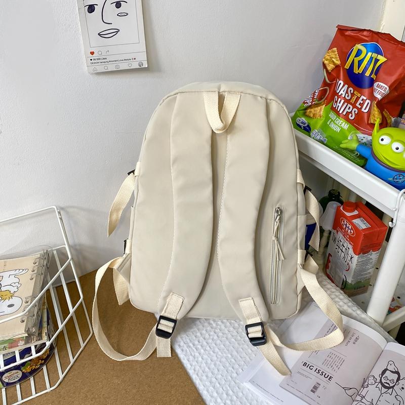 Buy Waterproof Backpack Women Solid Color Student Bag Unisex Laptop Bag ...