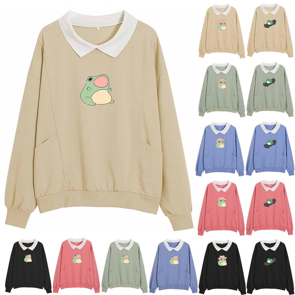 Buy Frogs Swearshirt Graphic Oversize Clothes Pullover Feminino Hoodies