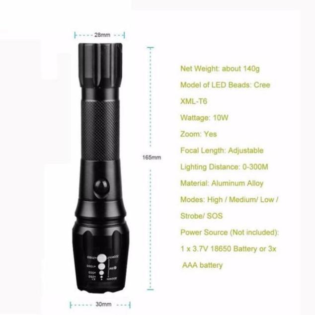 Buy G700 LED Zoom X800 Military Lumitact Flashlight Torch 18650 Battery ...
