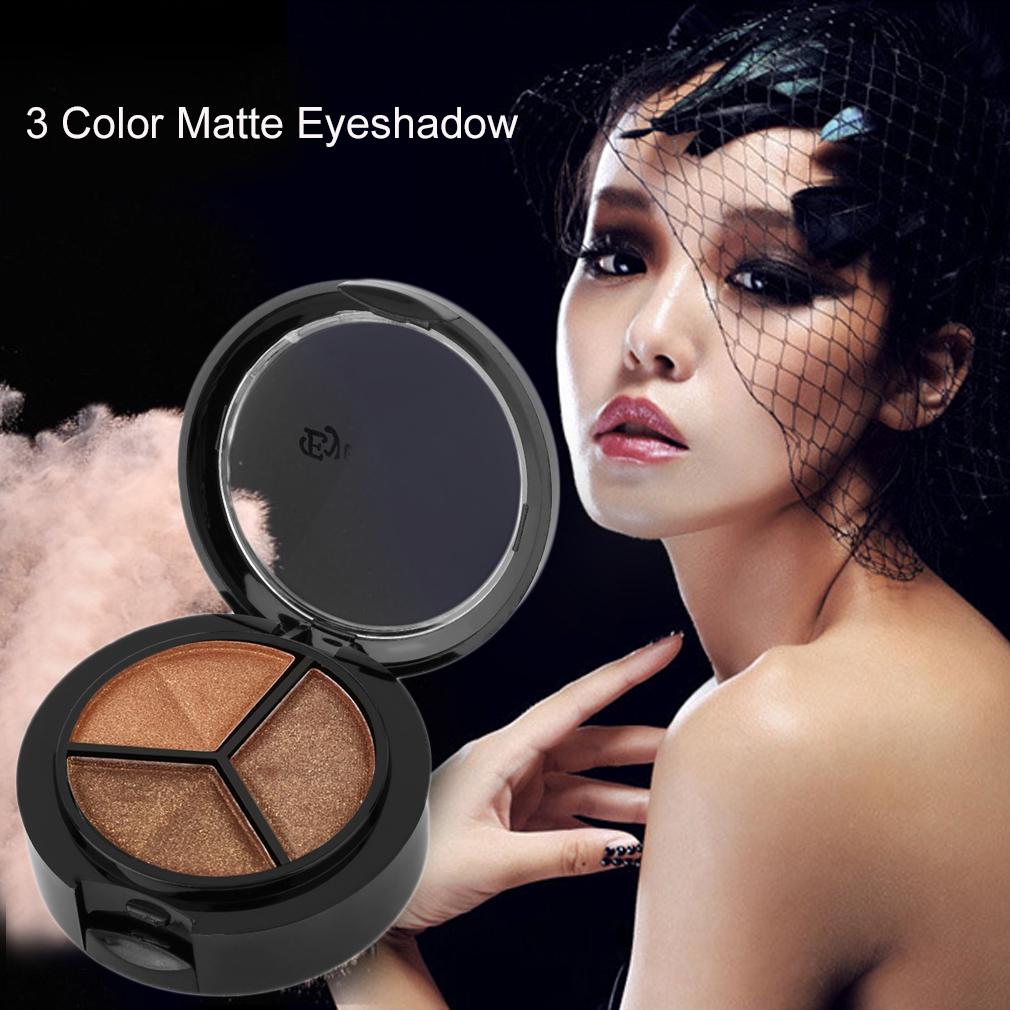 Buy Cosmetic Set 3 Color Matte Eyeshadow Makeup Palette With Brush and ...