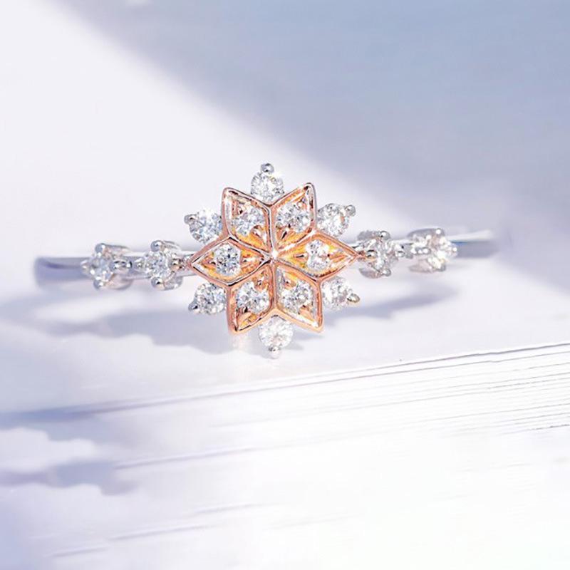 Buy Delicate Creative Snowflake Shaped Cubic Zirconia Ring Women ...