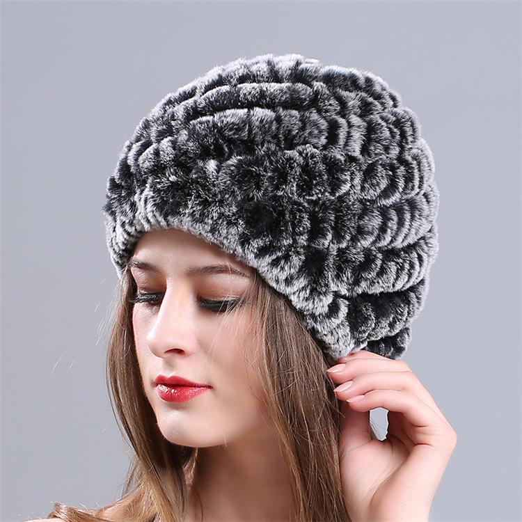 Buy 2019 New Weaving Rabbit Fur Hat Hat Ladies Autumn and Winter Thick ...