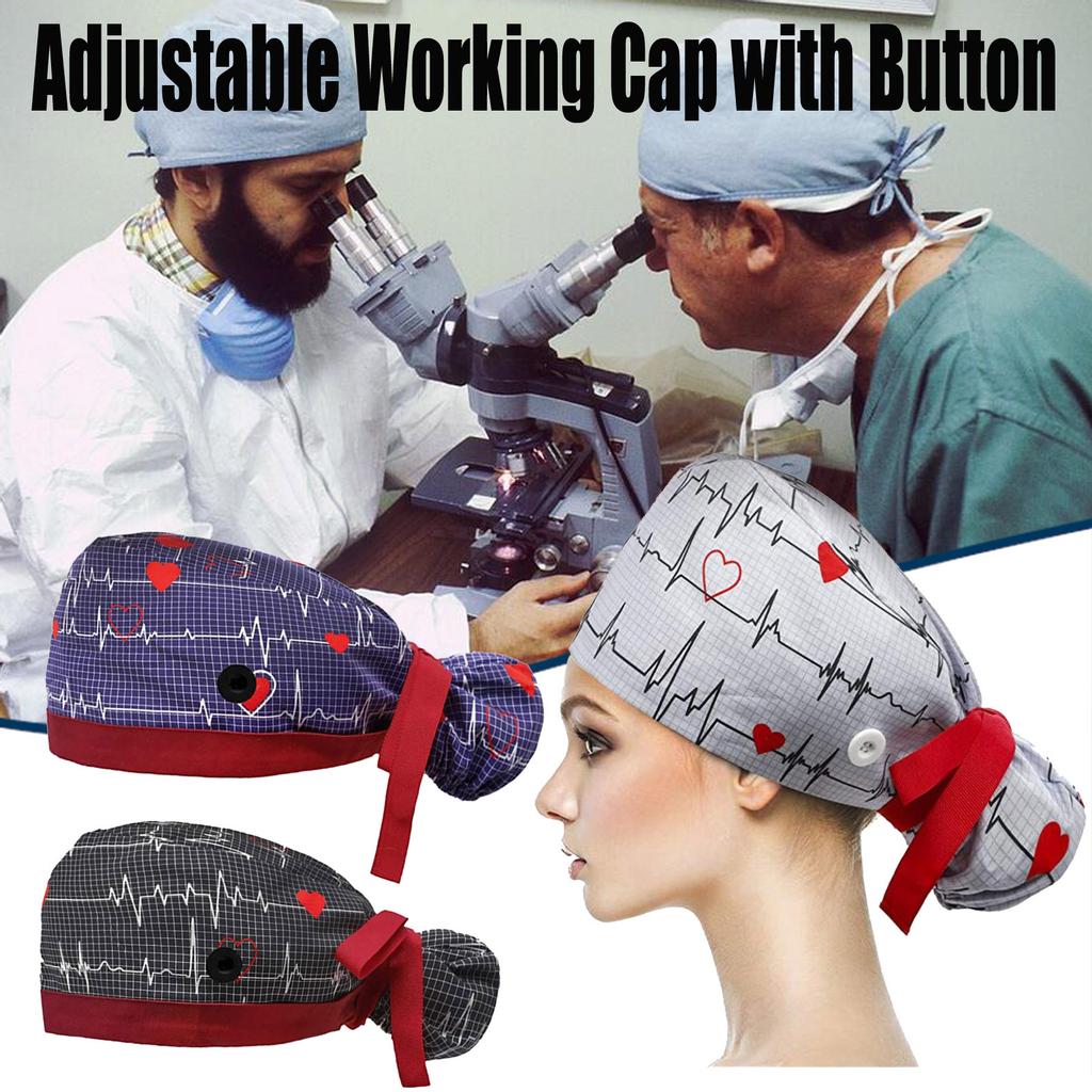 Buy [SMN] Working Cap Sweatband Bouffant Turban Hat Button Tie Back ...