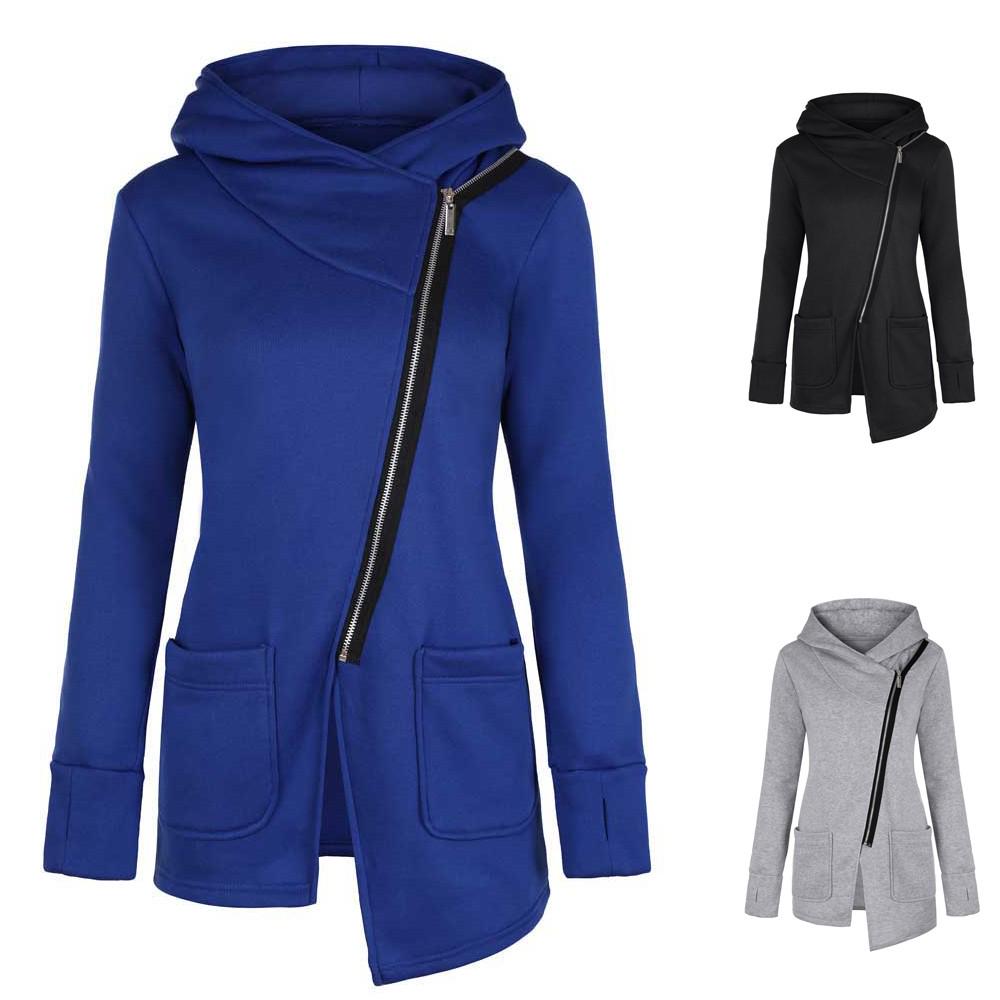 Buy Women Winter Zipper Blouse Hoodie Hooded Sweatshirt Coat Jacket ...