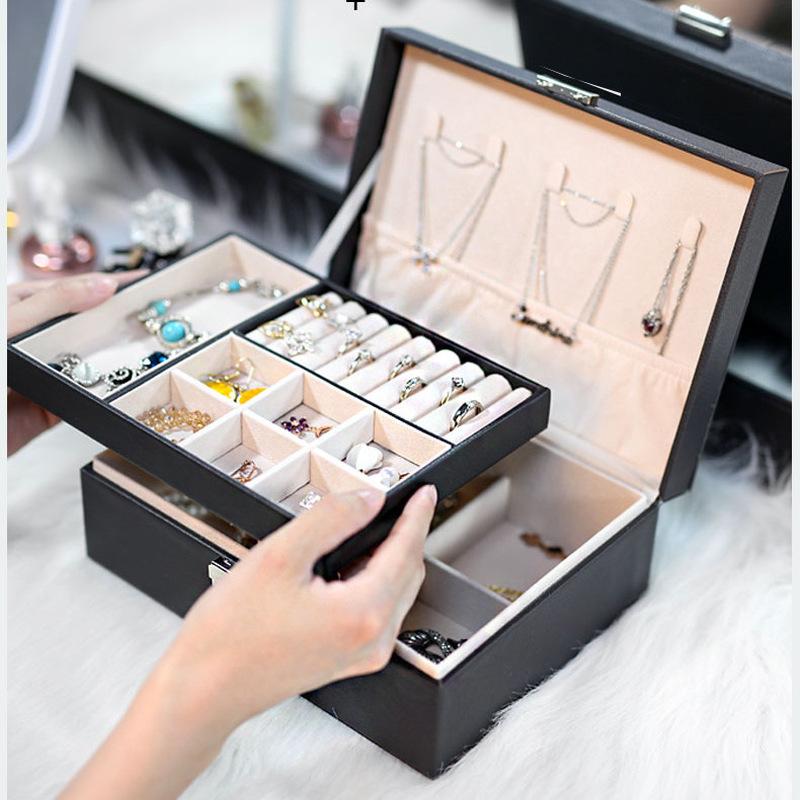 Double Layer Jewelry Box Practical Earrings Necklaces Display High ...