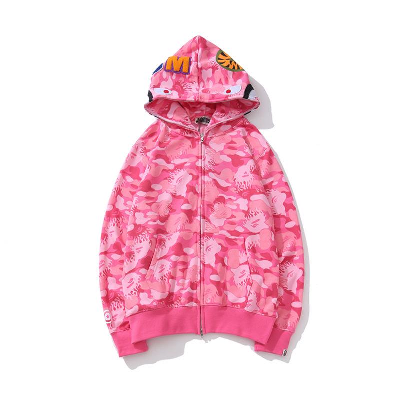 Buy New Fashion Spring Mens Bapes Shark Camouflage Hoodie Polyester ...