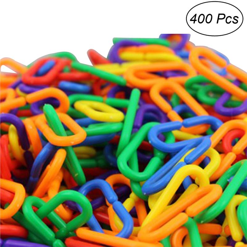 400pcs Plastic C-clips Hooks Chain Links C-links Kids Educational Toy ...