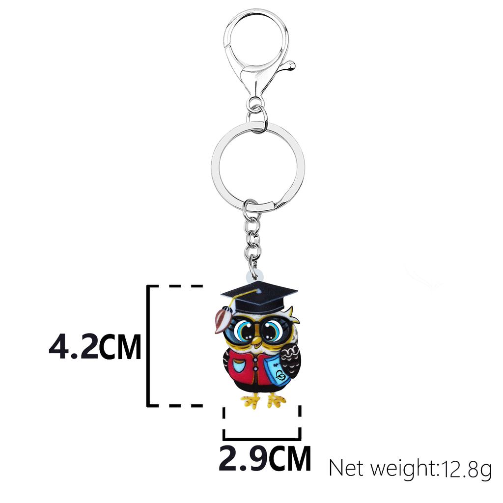 Cheap Acrylic Scholar Owl Keychains Sweet Bachelor Cap Birds Keyring ...