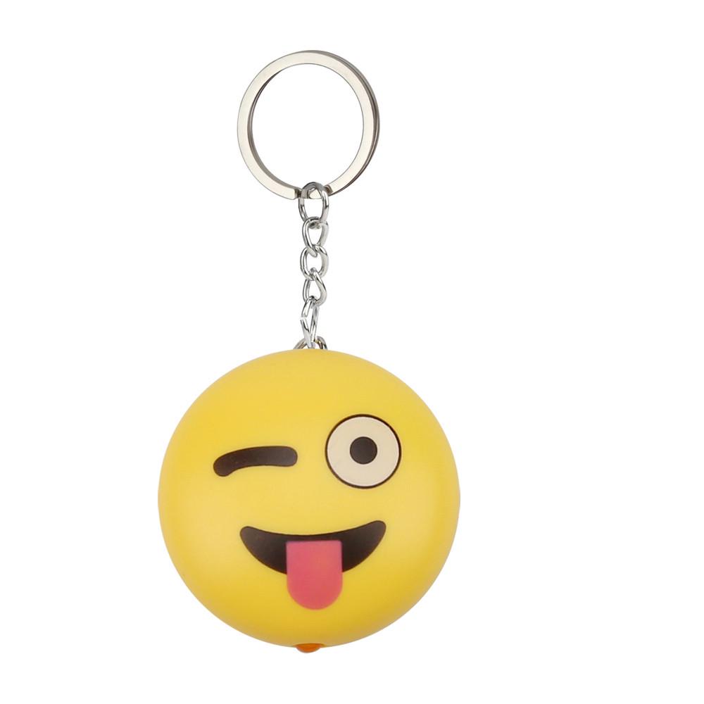 Buy Cute Cartoon Mini Emoji Keychain With LED Light Sound Keyfob Kids ...