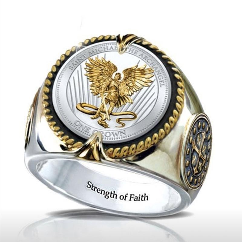 Buy Men's Hip Hop Viking Gold Color Rings Strength of Faith Jewelry ...