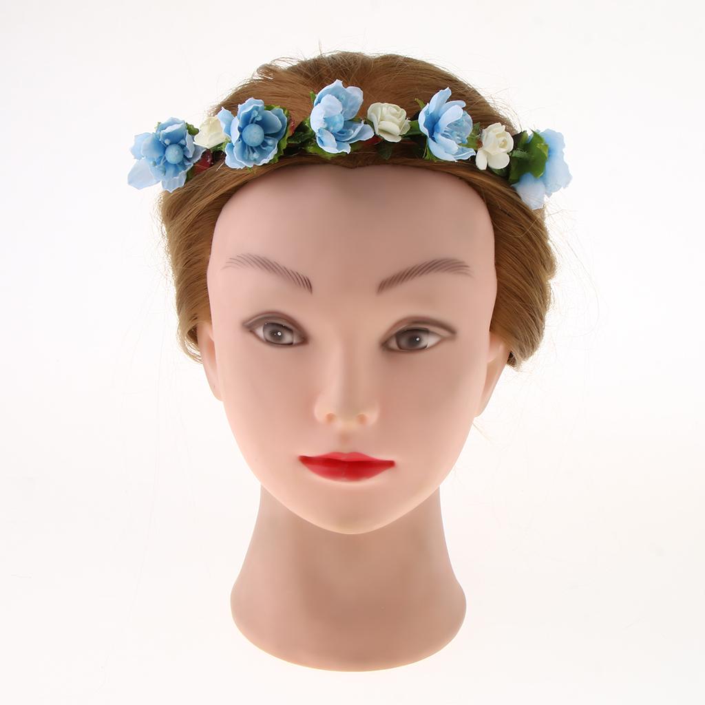 Buy Bride Women Flower Crown Hair Band Blue at affordable prices — free ...