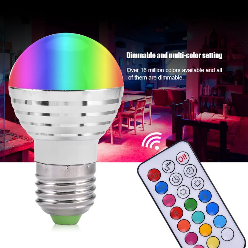 Buy E27 3W RGB LED Color Changing Candle Light Lamp Bulb +Remote ...