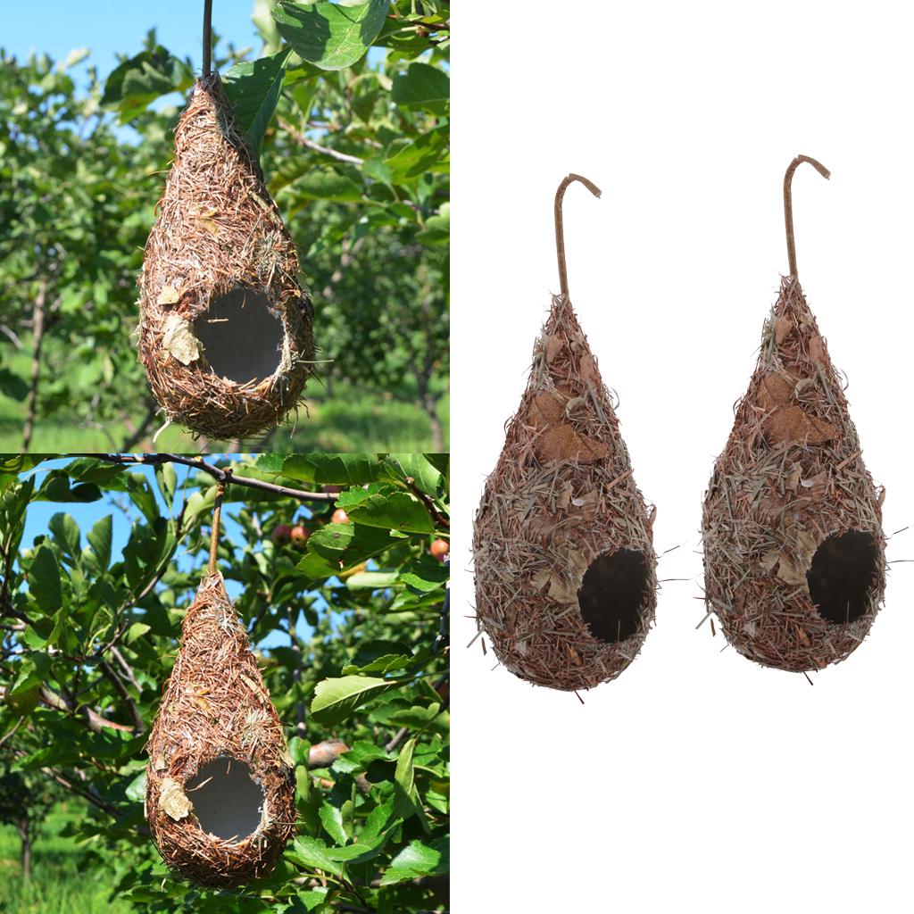 Buy 2pcs Artificial Straw Bird Nest House Hatch Breeding Grass Cave at ...