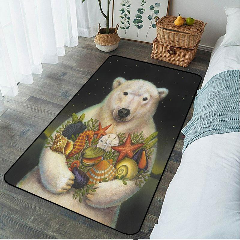 Buy Cartoon Polar Bear Area Rug Bedroom Living Room Non-Slip Home Decor ...