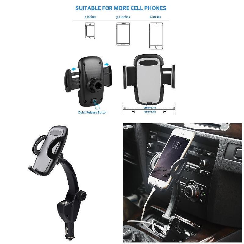Buy Ports Lighter Car 3-in-1 Holder Dual with Phone USB Rotatable ...