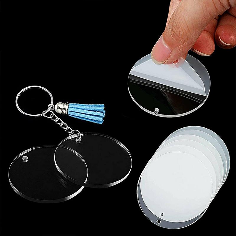 Buy Maijiabao 93pcs Clear Acrylic Circle Discs Keychain Blanks Tassel ...