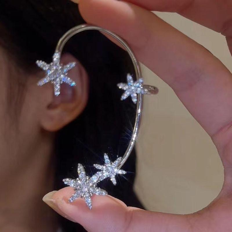 Buy Snowflake ear hanging without ear hole ear bone clip niche design ...